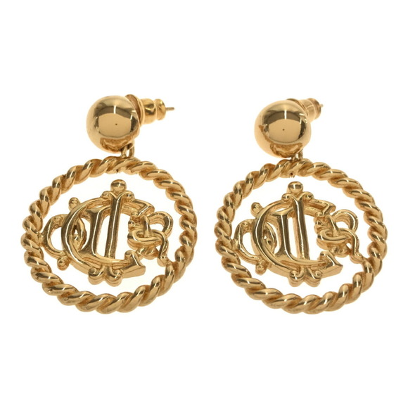 Dior | Jewelry | Christian Dior Logo Earrings Gold Emblem Crest Womens ...